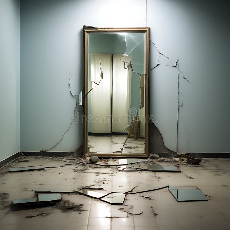 Old Abandoned Room with Mirror Frame Stock Photo - Image of frame ...