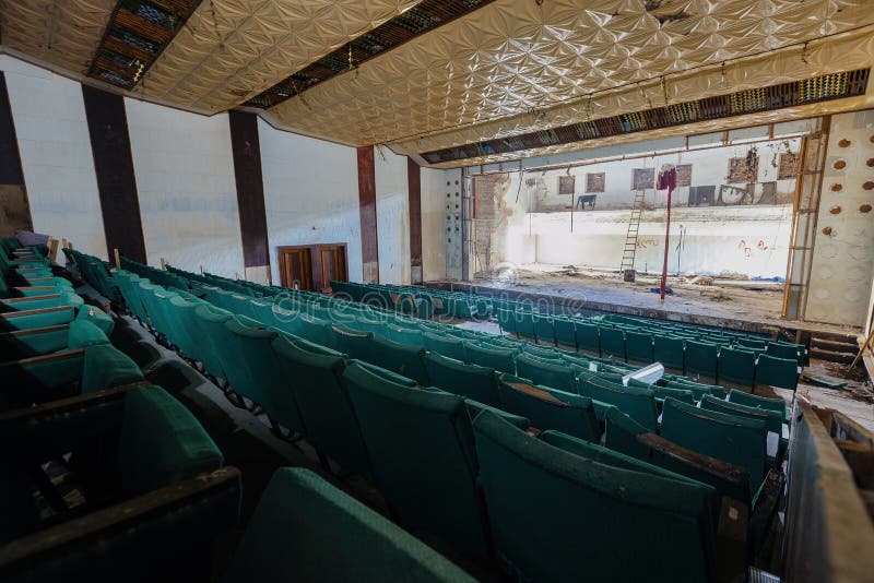 Old Abandoned Rotten Cinema Theater Stock Photo - Image of building ...