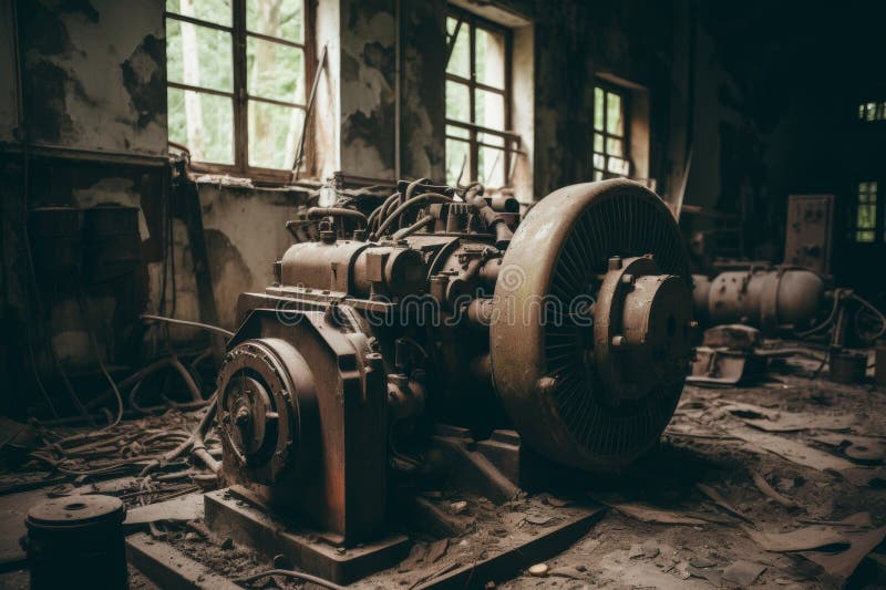 An Old Abandoned Ruined Workshop with Old Instruments, Machines ...