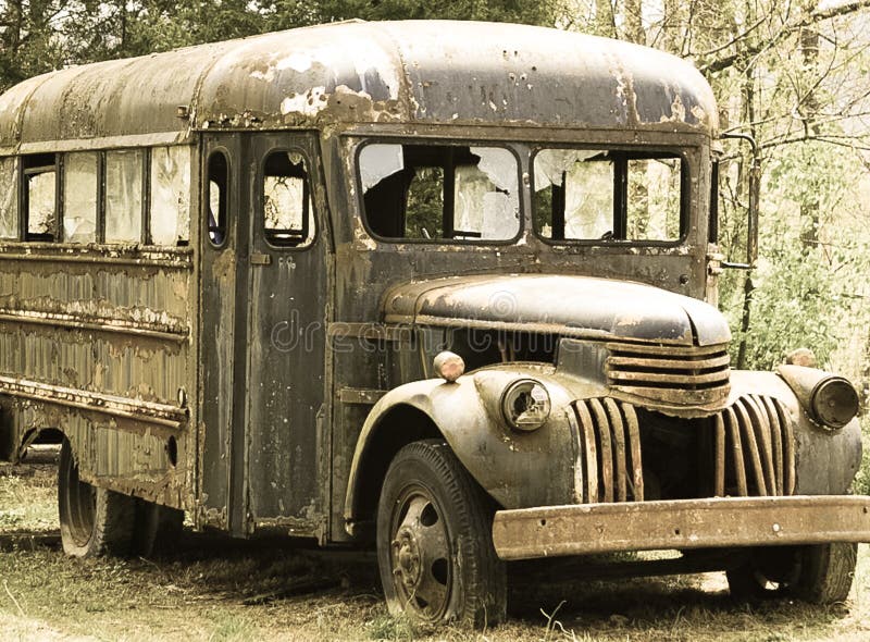 An Old Abandoned Run Down Bus Stock Photo - Image of windows, broken ...