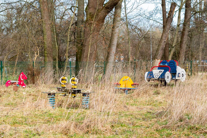 Old Abandoned Run-down Playground Stock Photo - Image of forest, soil ...