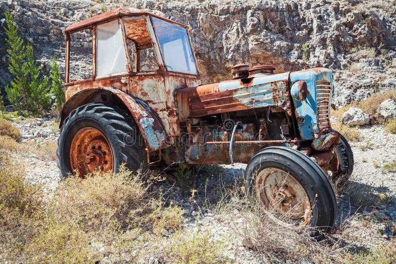 Old Abandoned Rusted Tractor Stock Photo - Image of country, grunge ...