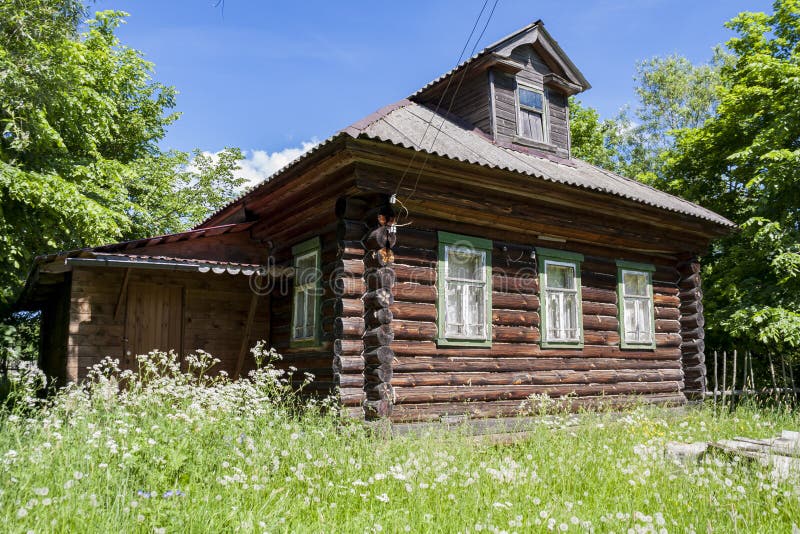 Old Abandoned Rustic Log House Stock Photo - Image of memories, grass ...