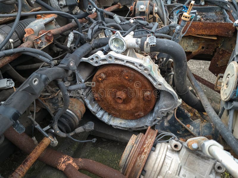 Abandoned Rusting Car Parts in Car Graveyard Stock Photo - Image of ...