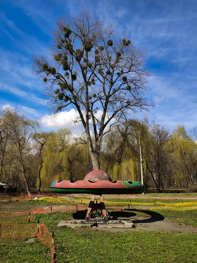 Old Abandoned Rusty Amusement Park in Spring Stock Photo - Image of ...