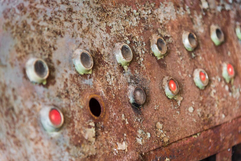 Old Abandoned Rusty Metal Control Panel with Broken Buttons Stock Photo ...