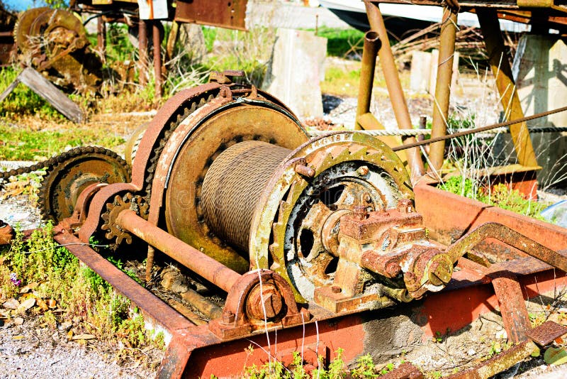 Rusty Winch stock photo. Image of louisiana, lafourche - 105356714