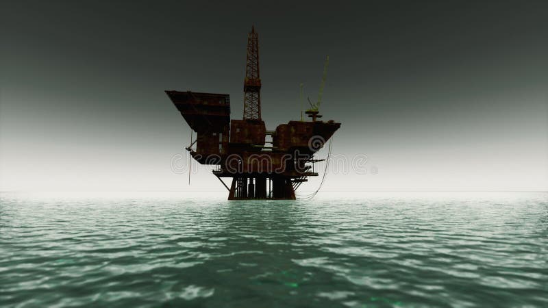 Old Abandoned Sea Rusty Drilling Platform Stock Image - Image of ...