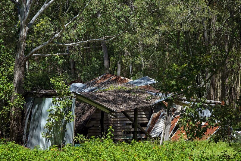 Weathered and Falling Down Australian Shack Stock Photo - Image of iron ...