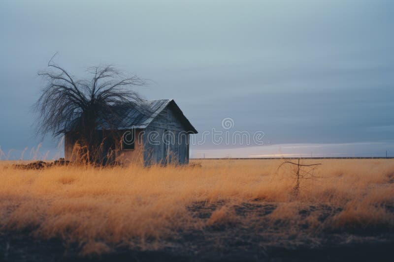 An Old Abandoned Shack in the Middle of a Field Stock Illustration ...