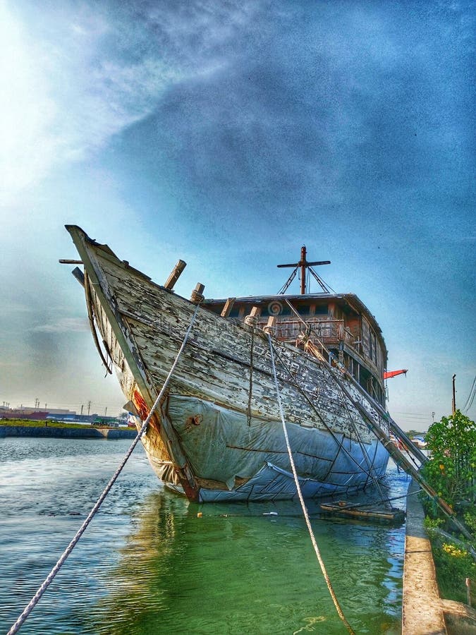 Old Abandoned Ship in the Dead Harbour Stock Image - Image of ship ...