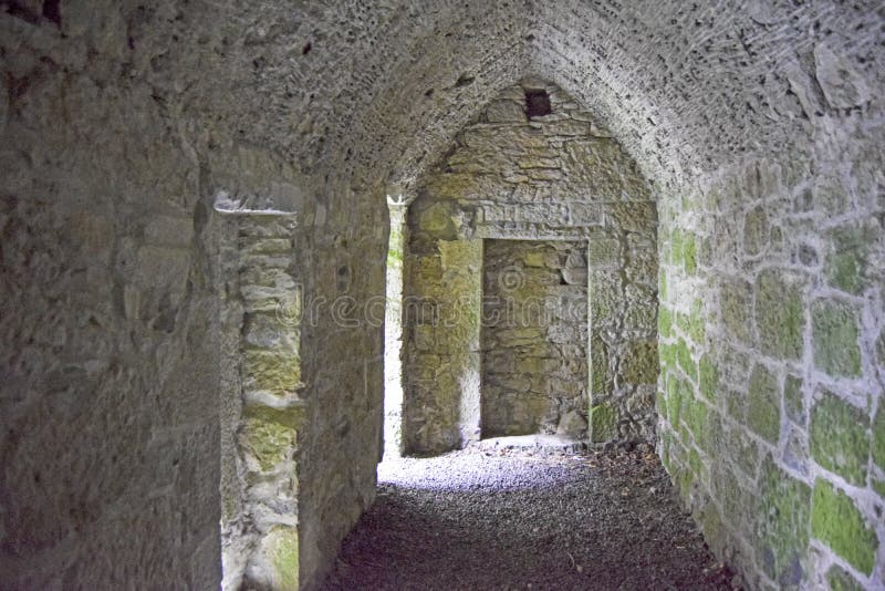 Old and Abandoned Stone Passageway Stock Photo - Image of black ...