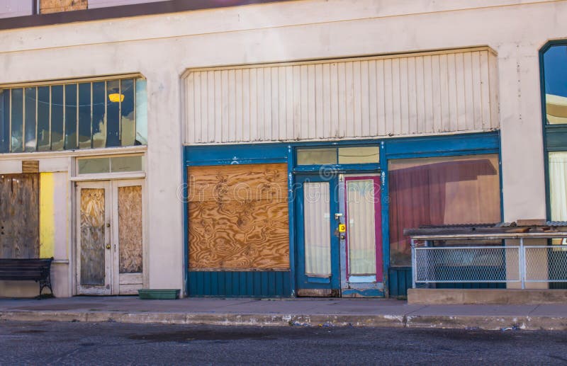 Old Abandoned Store Front Buildings in Depressed Area Stock Photo ...