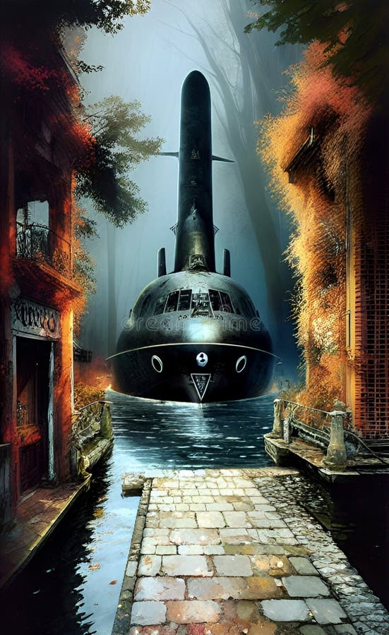 Old abandoned submarine stock illustration. Illustration of imagine ...