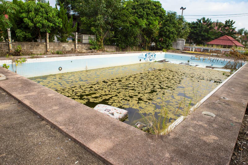 Old Abandoned Swimming Pool Stock Image - Image of concrete, damage ...
