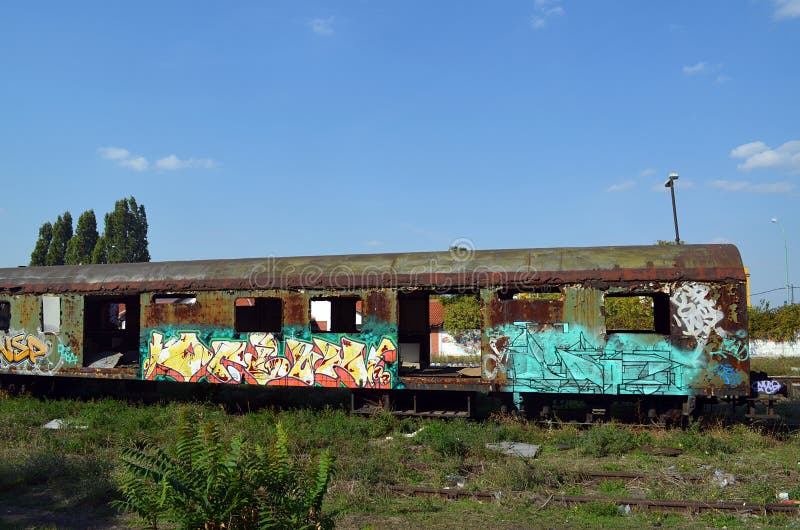 The Old Abandoned Train in a Railway Yard in Belgrade, Serbia, is ...