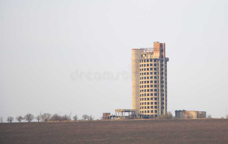 An Old Abandoned and Unfinished Building. on a Field Stock Image ...