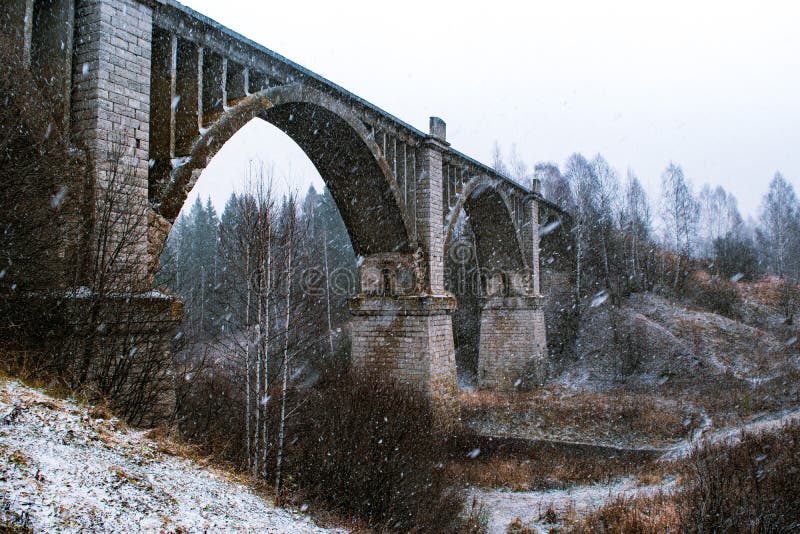 Old Abandoned Viaduct Bridge in Rural Russia Stock Image - Image of ...