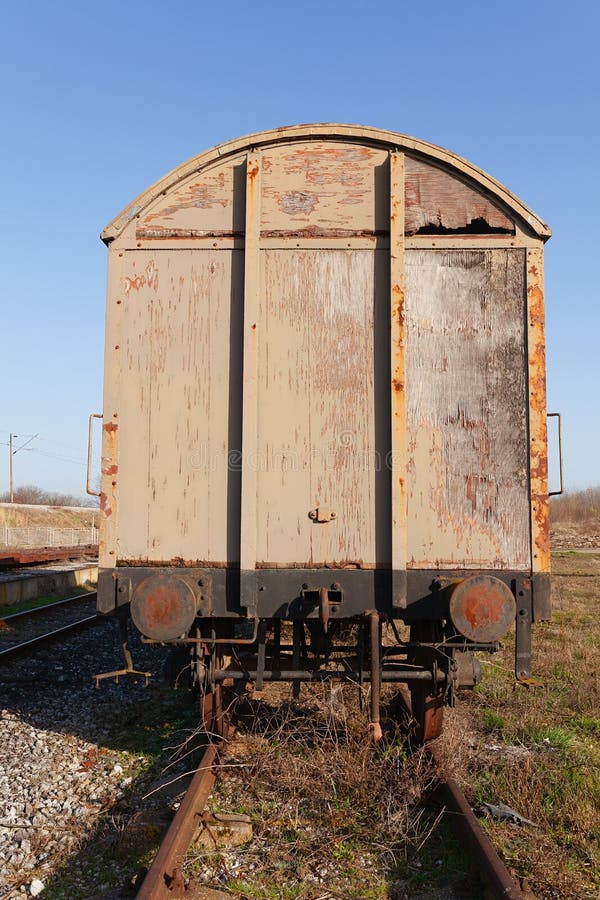 Old Abandoned Weathered and Rusty Train Cargo Wagon Stock Image - Image ...