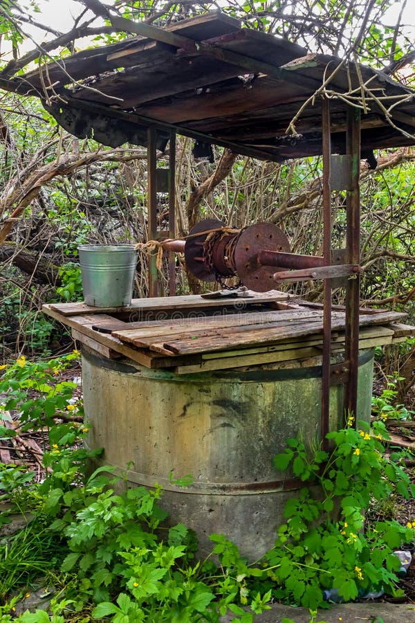 An Old Abandoned Well in the Forest. Rural Water Source Stock Image ...