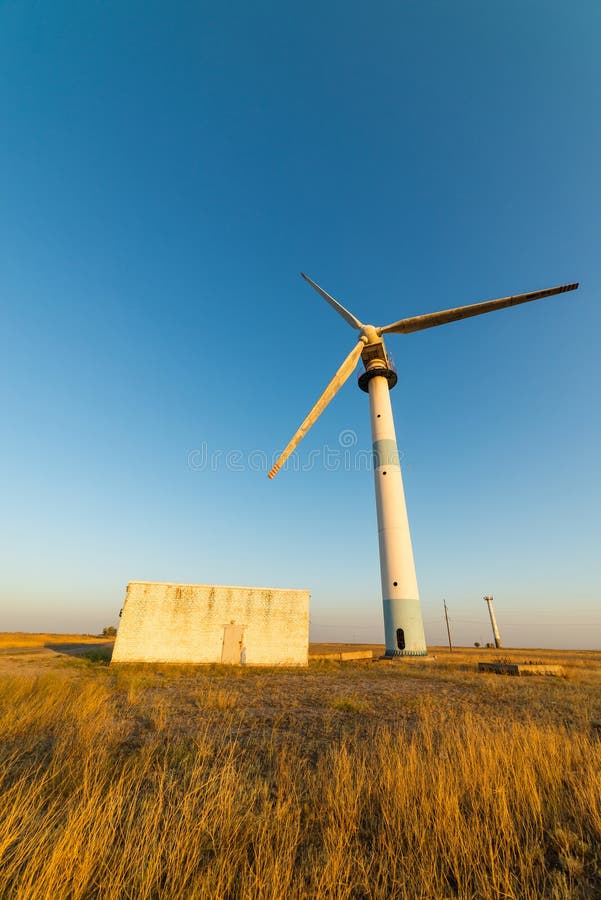 Old Abandoned Wind Turbines in the Desert Landscape Stock Image - Image ...