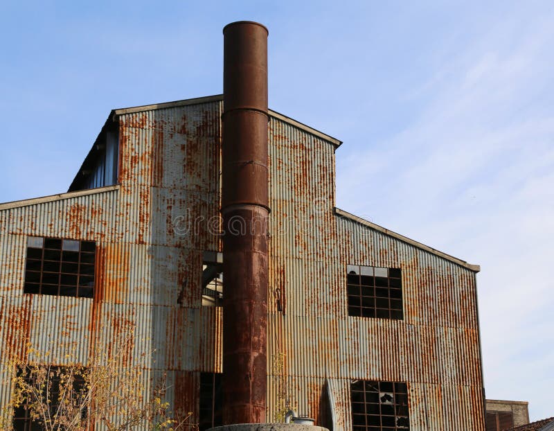 Old Abbandoned Factory with High Chimney Stock Image - Image of ...