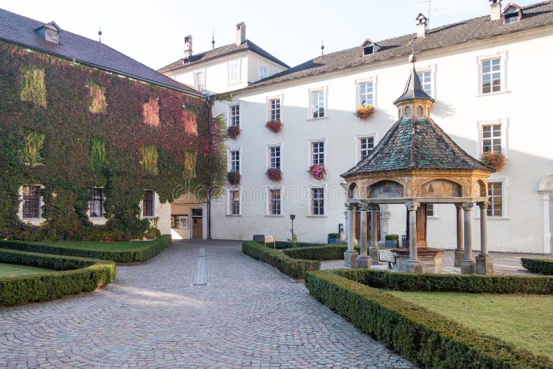Old Abbey Courtyard and Green Garden Stock Image - Image of ...