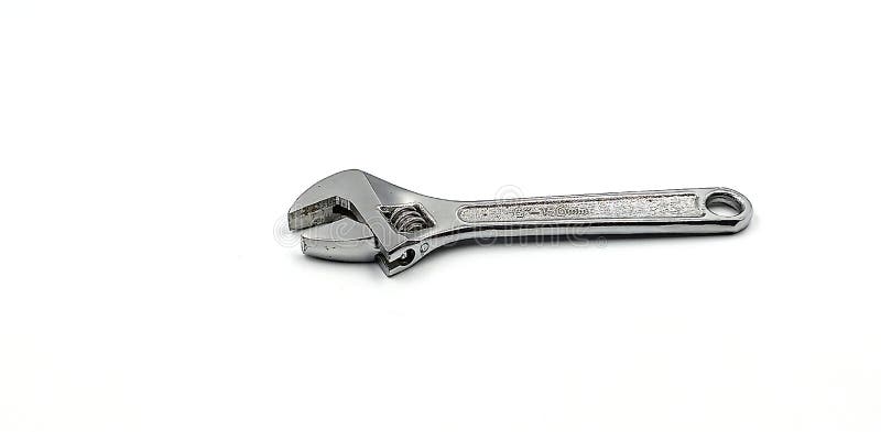 Old Adjustable Wrench Isolated Over White Stock Photo - Image of ...