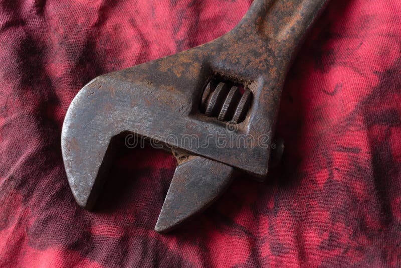 Adjustable Wrench on a Dirty Red Rag Stock Image - Image of dirty ...