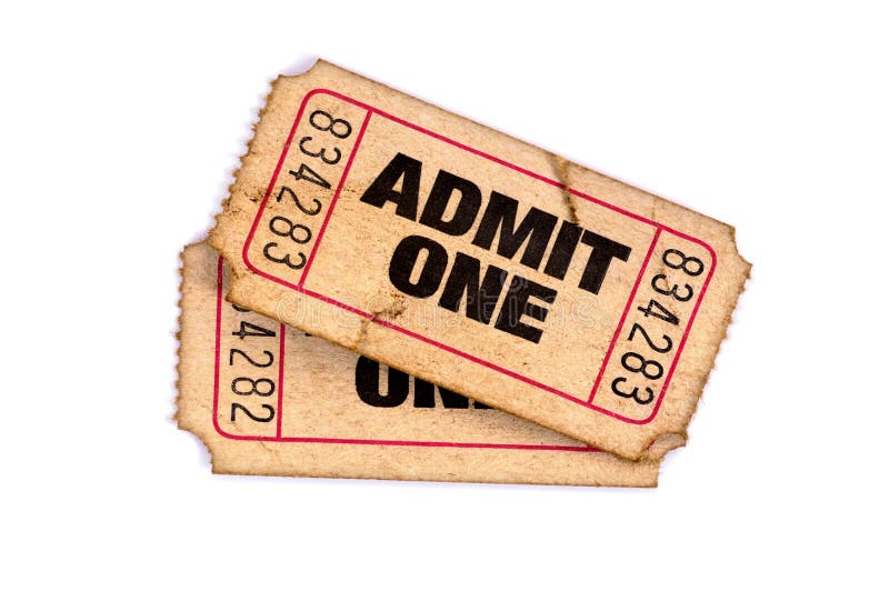 Old Admit One Torn Used Tickets Isolated White Background Stock Image ...