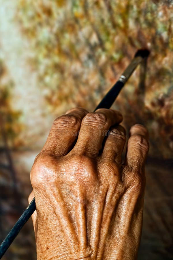 Old Age Hands Painting stock image. Image of brown, artwork - 183669401