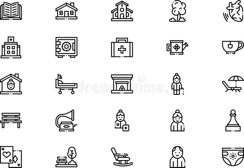 Old Age Icons Collection is a Vector Illustration with Editable Stroke ...