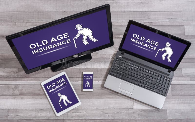 Old Age Insurance Concept on Different Devices Stock Image - Image of ...