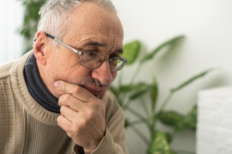 Old Age, Problem and People Concept - Close Up of Senior Man in Glasses ...