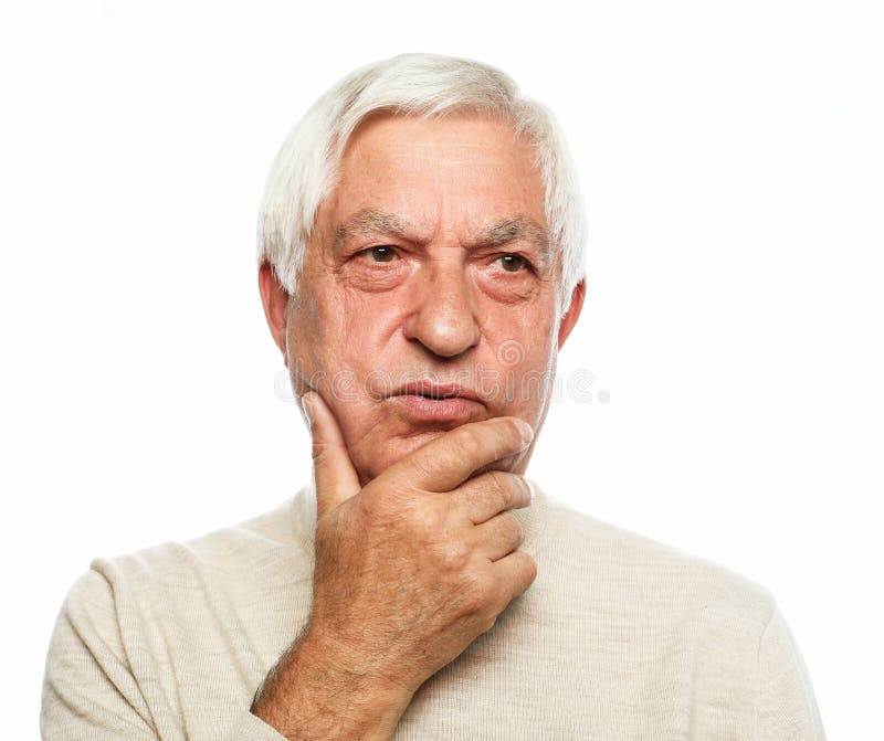 Old Age, Problem and People Concept: Portrait of Thoughtful Old Man ...