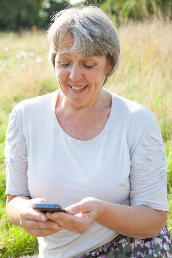 Old Age Woman Using Smart Phone Stock Photo - Image of woman ...