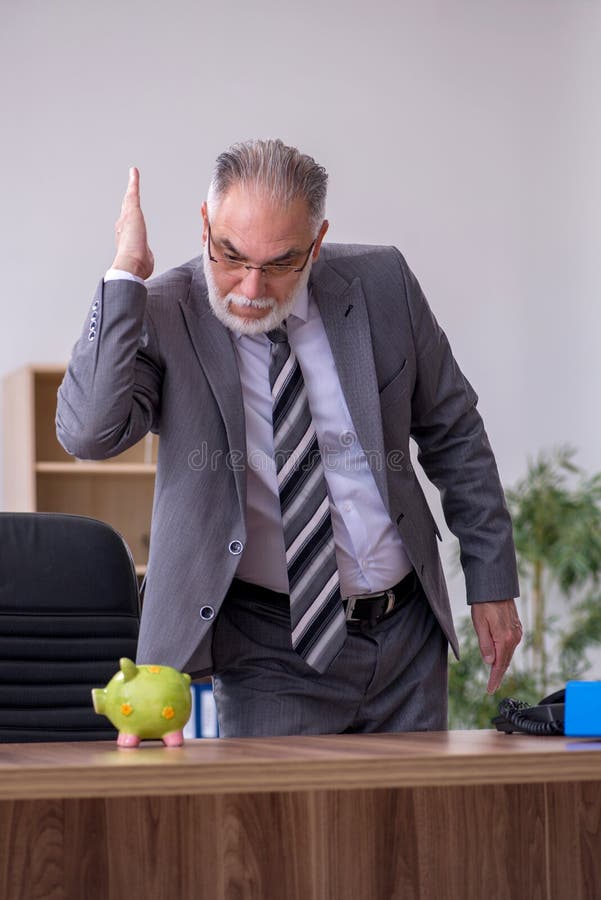 Old Male Aggressive Bookkeeper in Budget Planning Concept Stock Photo ...