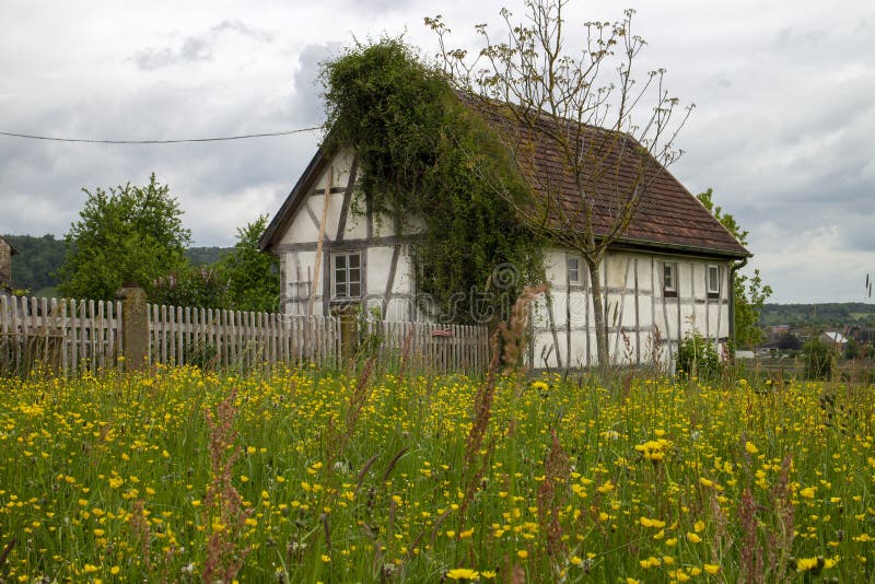 An Old Agricultural Half-timbered Barn in Germany Stock Image - Image ...