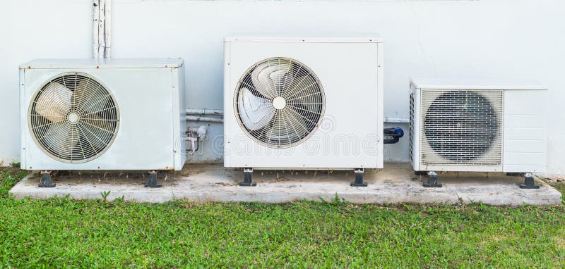 Old Air Conditioner beside Home Stock Image - Image of electrical ...