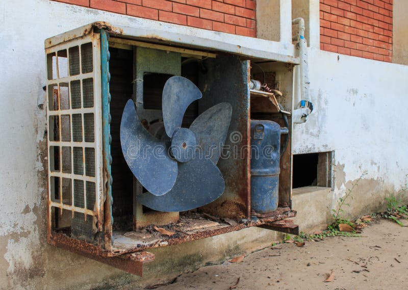 Old Air Conditioner Outdoor Unit Stock Image - Image of power ...
