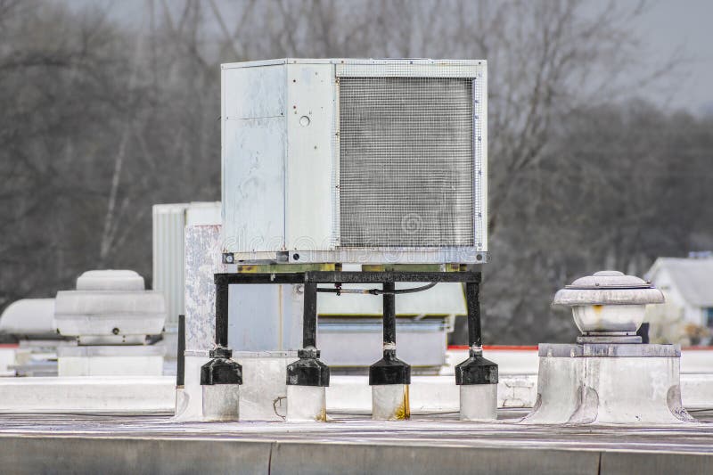 Old Air Conditioning Unit on Top of Retail Building Stock Photo - Image ...