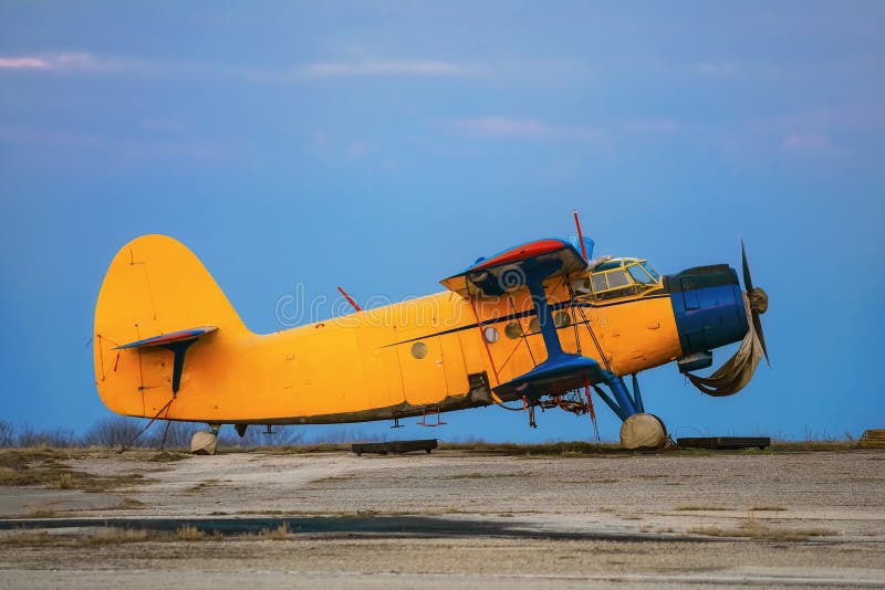 Old Airplane on the Airfield Stock Photo - Image of historical ...