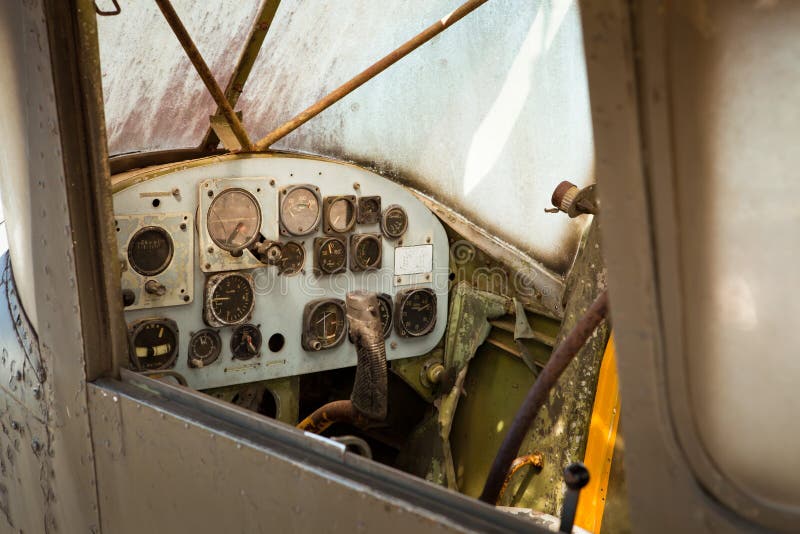 Old airplane cockpit stock photo. Image of airliner, gear - 23390324