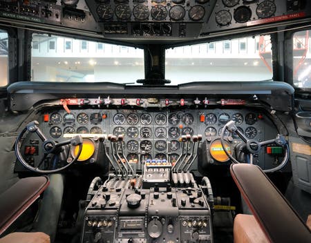 Old airplane cockpit stock photo. Image of controls, dials - 23404910