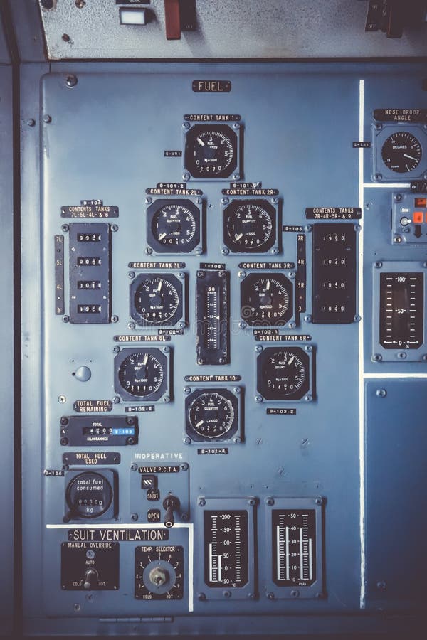 Old Airplane Control Panel in Cockpit Stock Image - Image of dashboard ...