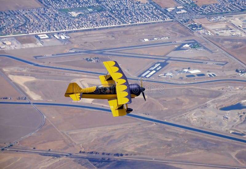 Vintage Small Single Engine Yellow Airplane Isolat Stock Photo - Image ...