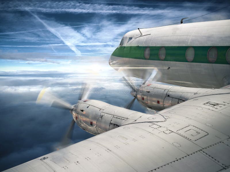 Old airplane in flight stock image. Image of deceive - 88555969