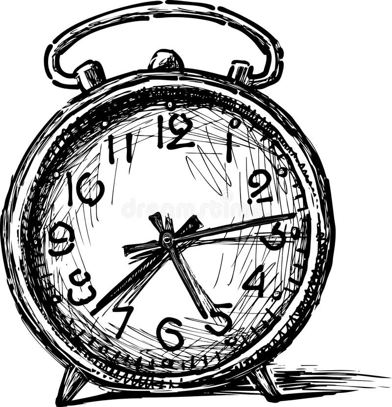 Old Alarm Clock Drawing