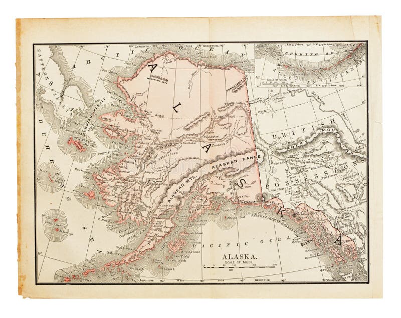 Old Alaska map stock image. Image of antique, alaska - 11608023