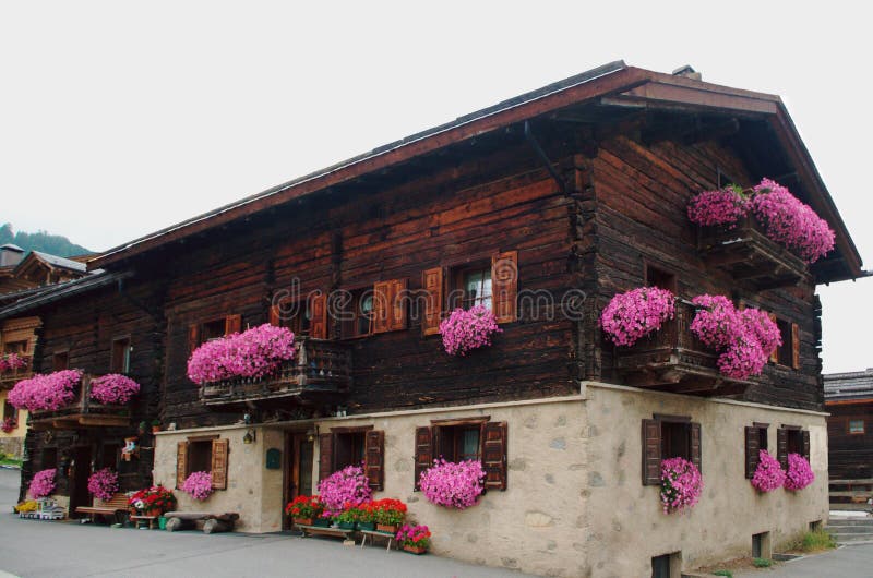 Old alpine cottage stock image. Image of estate, austria - 253540909